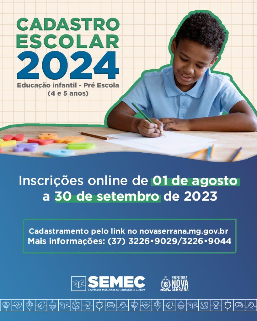 Nova Serrana inicia o cadastramento escolar 2024 para crianças de 4 e 5 ...